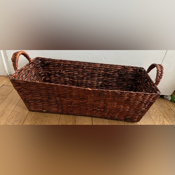 Storage & Organization | Woven Wicker Basket Brown Rectangle With ...